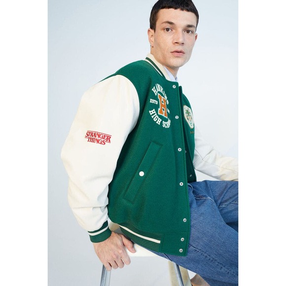 H&M | Jackets & Coats | Hm X Stranger Things Letterman Varsity Baseball ...